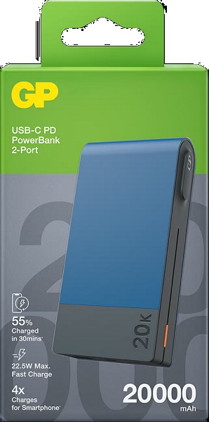 GP Powerbank 20 000mah Blå - Kjells Vapen